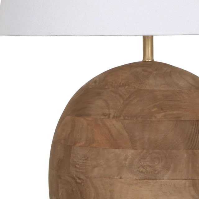 Teak Wood Oval Table Lamp | Chairish