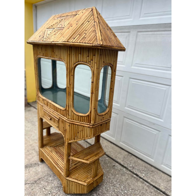 1980s Vintage Split Bamboo Tiki Fish Tank or Terrarium | Chairish