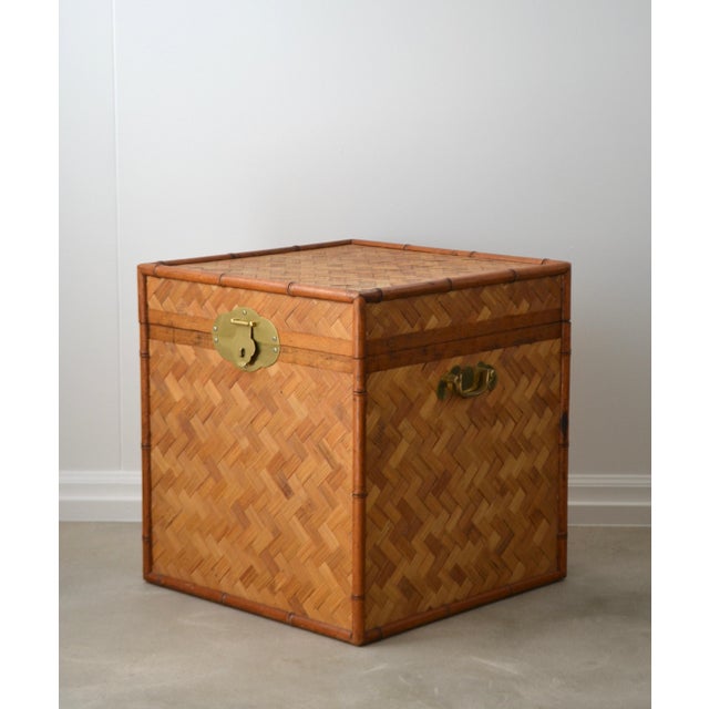 1960s Mid-Century Woven Rattan Chest | Chairish
