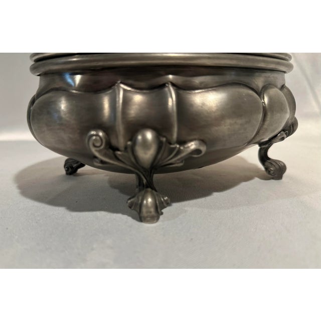 1970s Vintage Italian Pewter Decorative Oval Vanity Box | Chairish