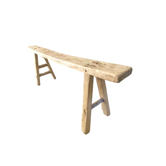 Antique Rustic Elm Long Bench | Chairish