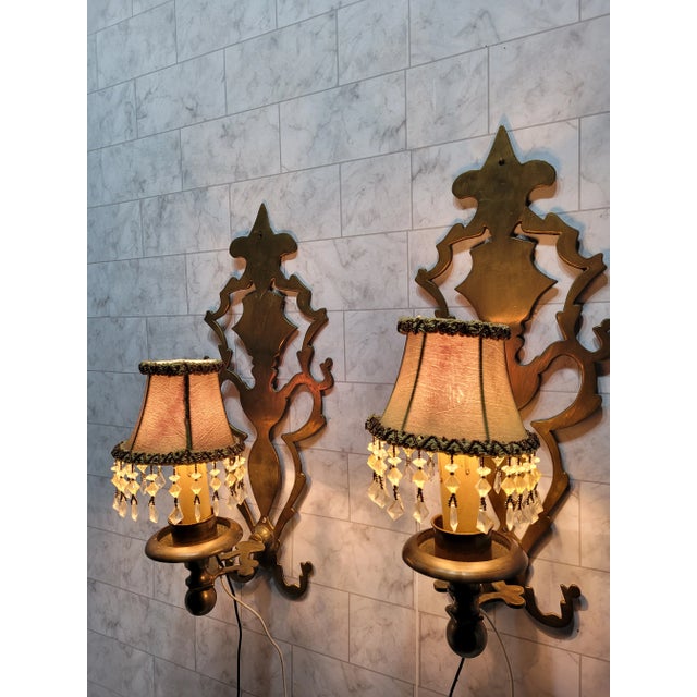 Vintage Large Brass Wall Sconce Single Candle Lamps - a Pair | Chairish