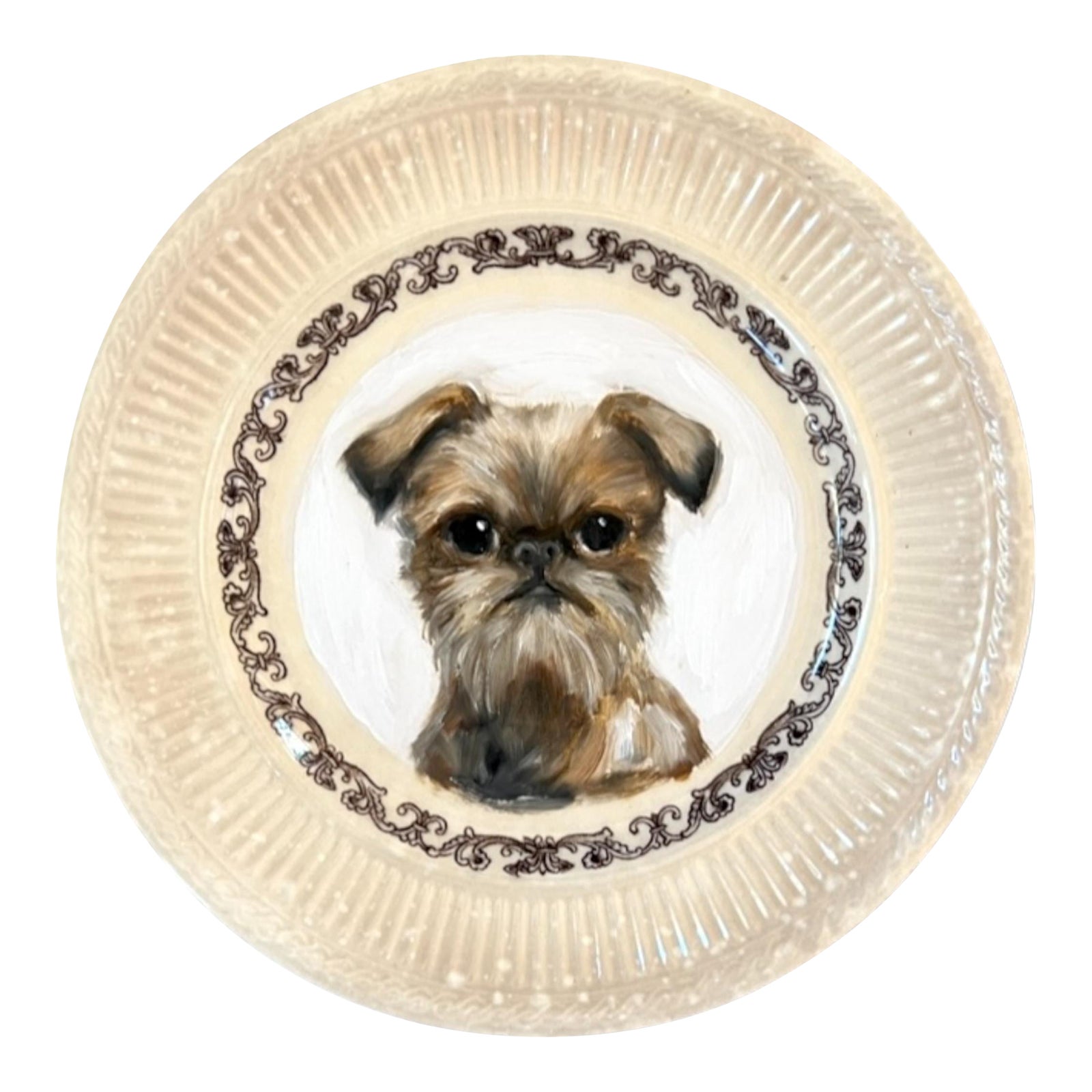 Portrait of Benjamin the Brussels Griffon on a White Plate by Susannah ...