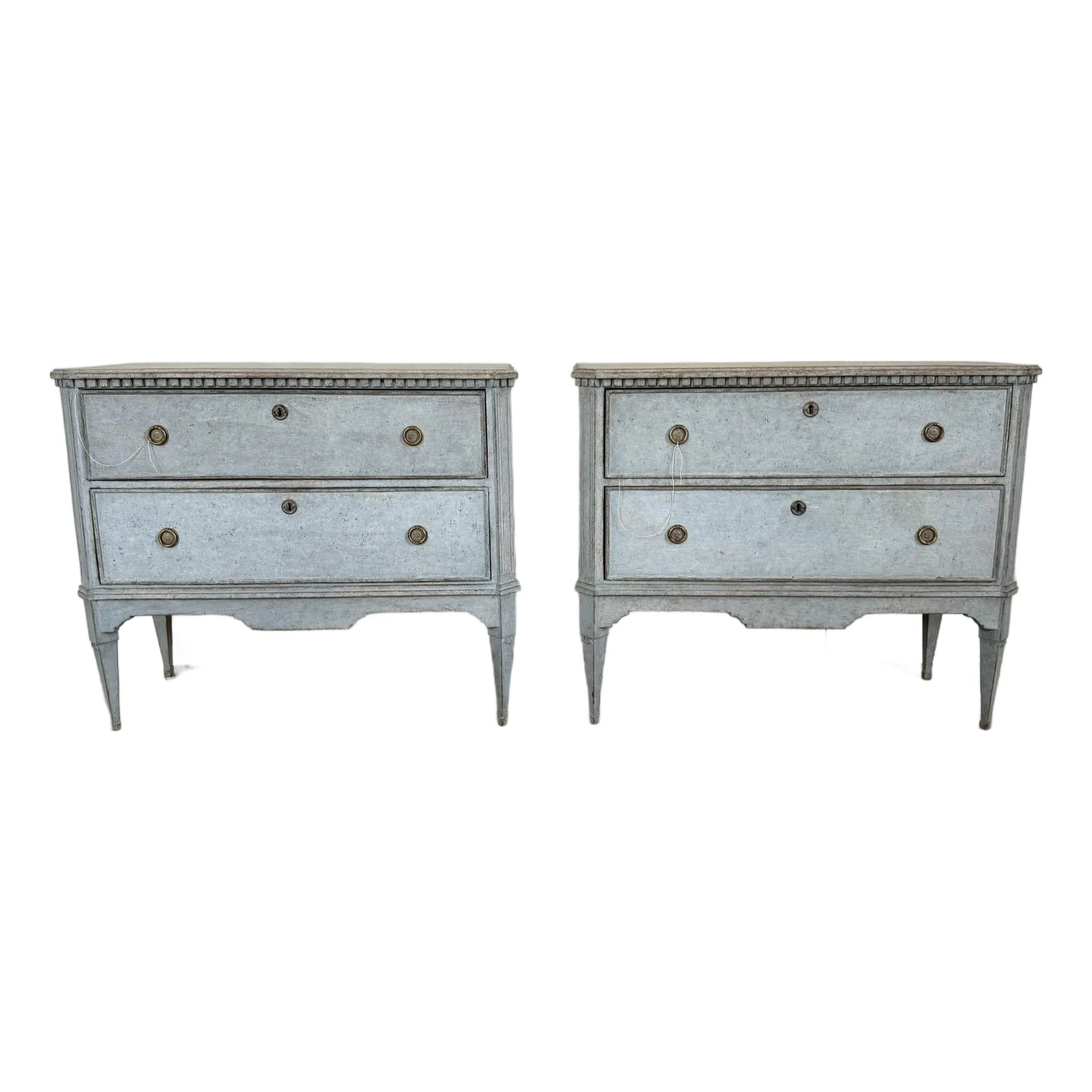 Pair of Painted Blue 19th Century Swedish Chests | Chairish