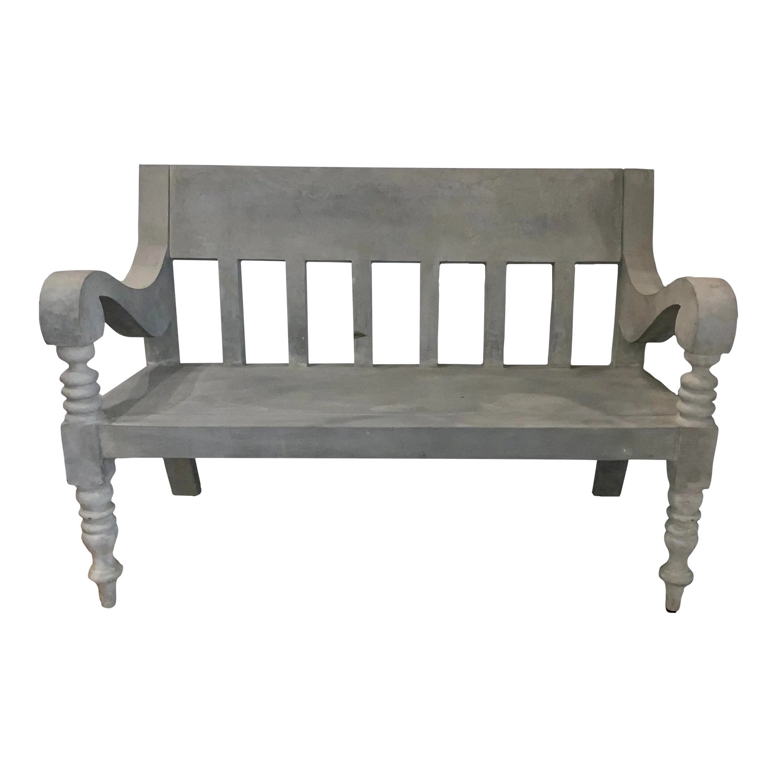 Currey & Co. Modern Outdoor Concrete Java Bench | Chairish