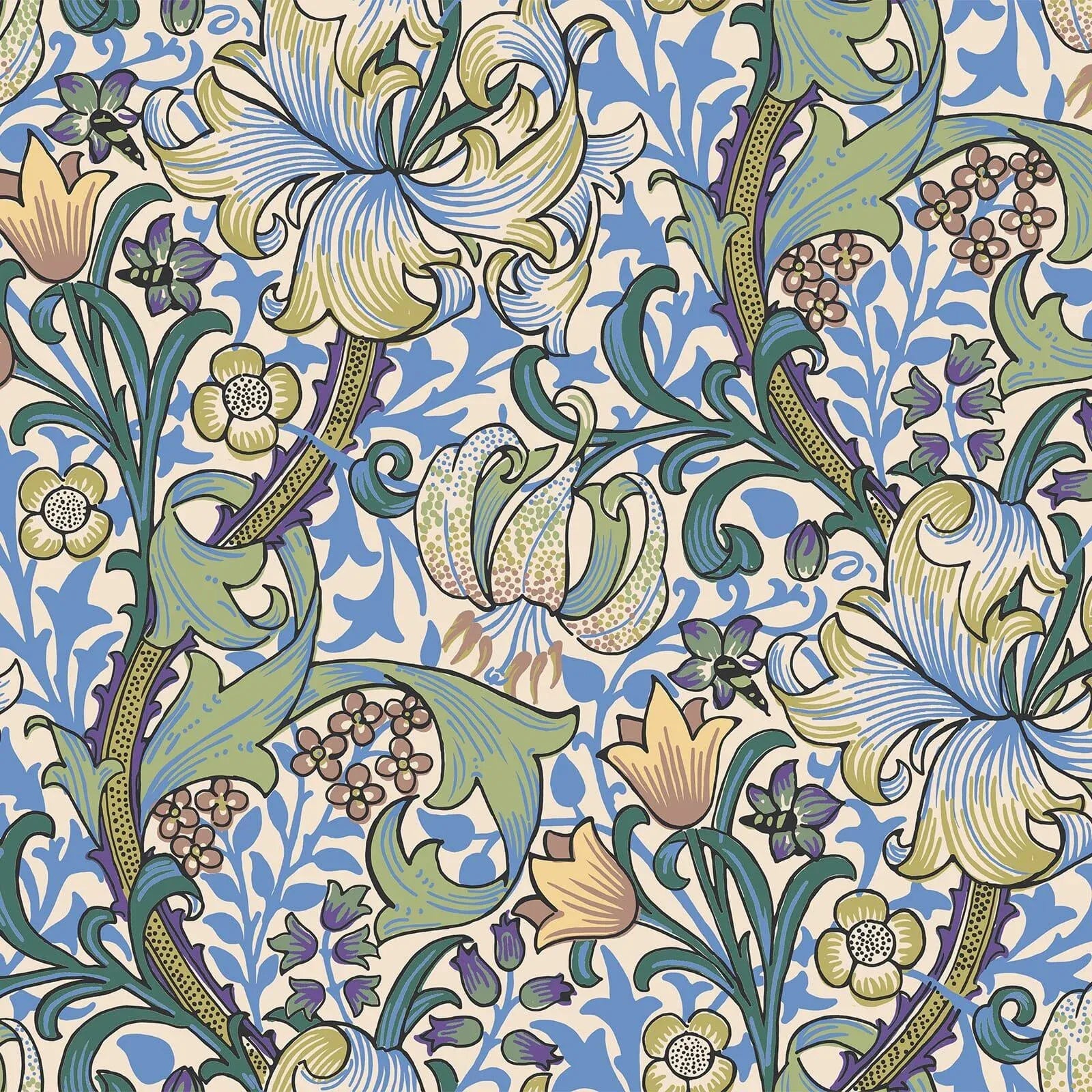 Golden Lily Wallpaper - Sky, Sample | Chairish