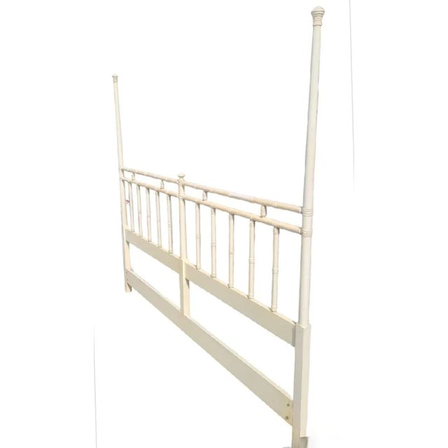 Vintage Drexel Off White Faux Bamboo Palm Beach Regency King Size Tall ...