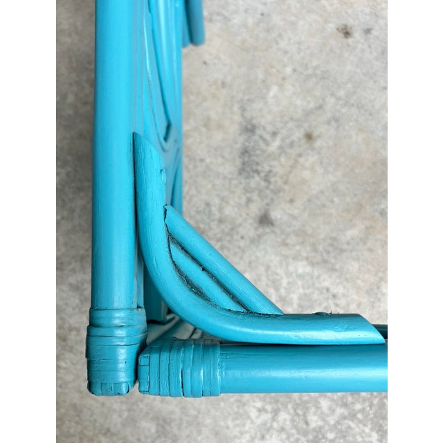 Late 20th Century Palm Beach Regency Newly Painted Vintage Teal Rattan ...