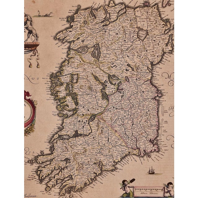 Ireland: A Framed 17th Century Hand-Colored Map by Jan Jannson, 1640 ...