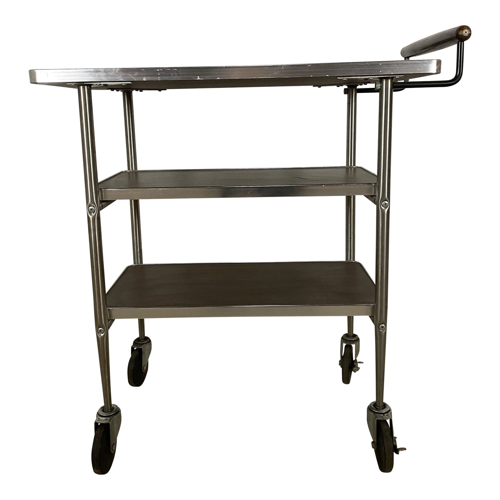 Mid 20th Century Vintage 2-Level Trolley Cart With Aluminum Trim and ...
