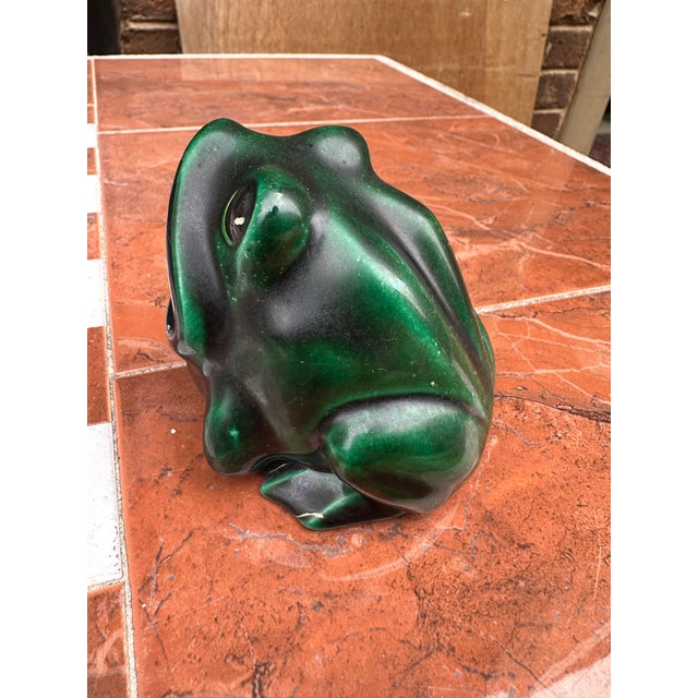 1970s Green Painted Ceramic Frog Ashtray | Chairish