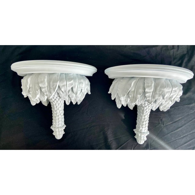 Large Coastal Cast Plaster Vintage Palm Tree Wall Brackets -A Pair ...
