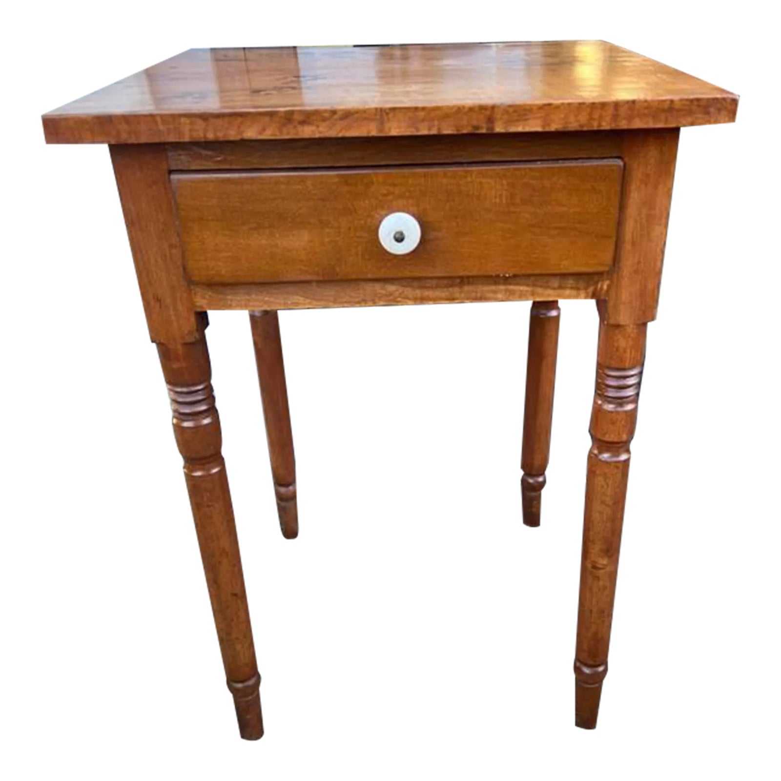 19th Century Antique Federal Style Solid Maple Side-Work Table | Chairish