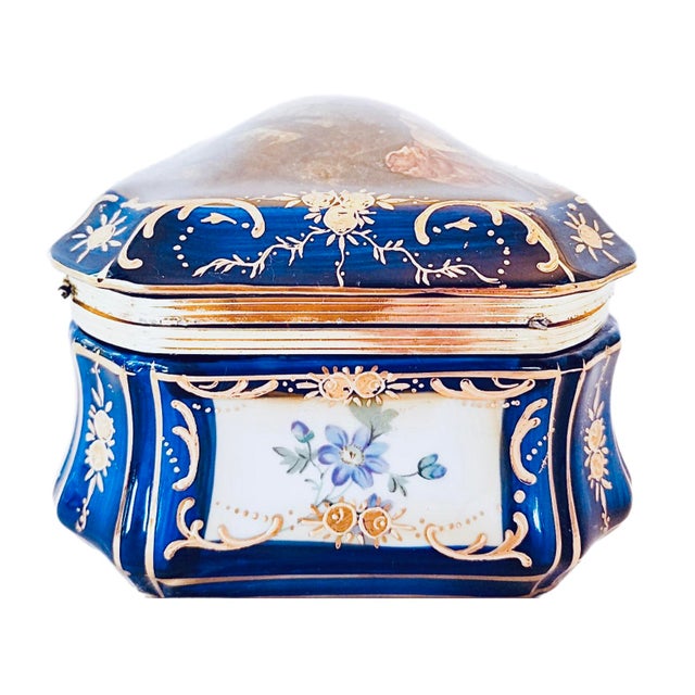 Mid 20th Century Vintage Extra Large Hinged Painted Porcelain Trinket ...