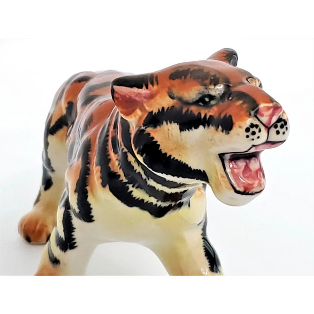 Vintage 1960s Porcelain Ceramic Growling Tiger Figurine With Growling ...