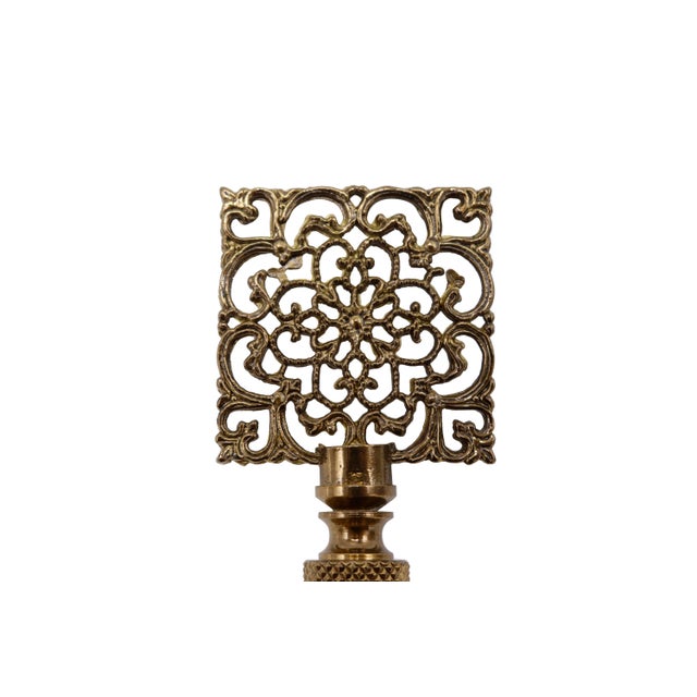 Antiqued Brass Square Filigree Lamp Finials - a Pair | Chairish