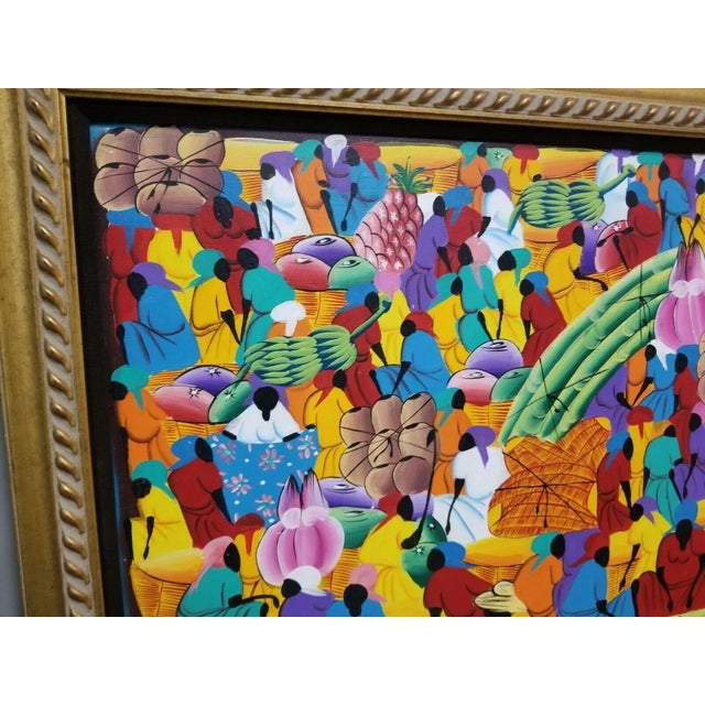 Signed Carline Original Haitian Haiti Oil Painting | Chairish