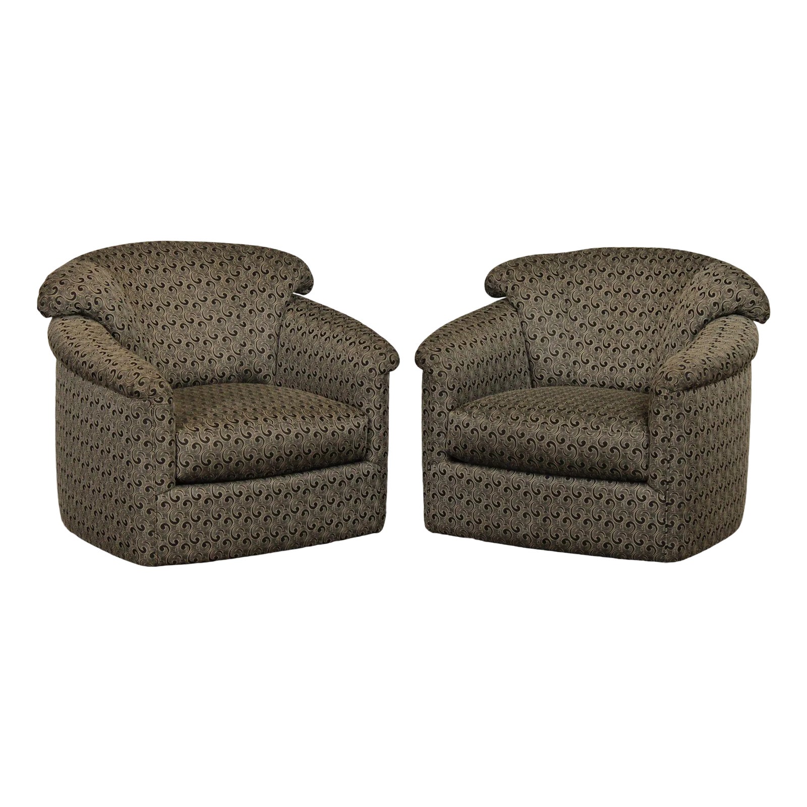 Sherrill Furniture Pair of Barrel Back Swivel Lounge Chairs | Chairish