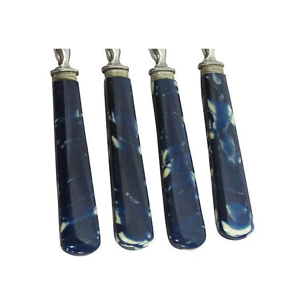 French Blue & White Dessert/Fish Forks - Set of 12 | Chairish