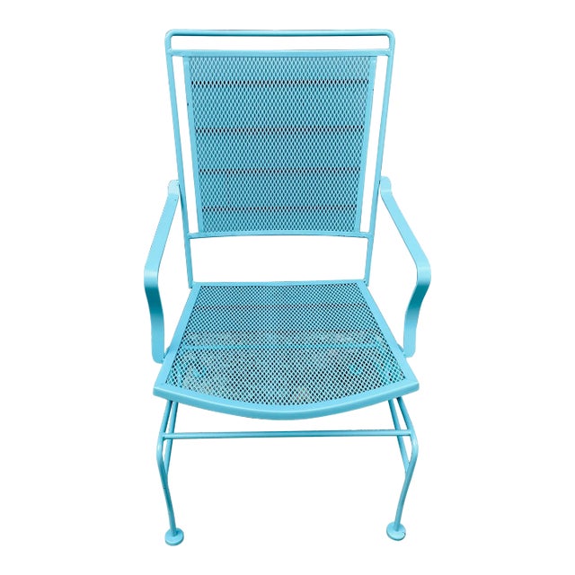 Painted Antique Teal Vintage Wrought Iron Rocker Chair Coastal ...
