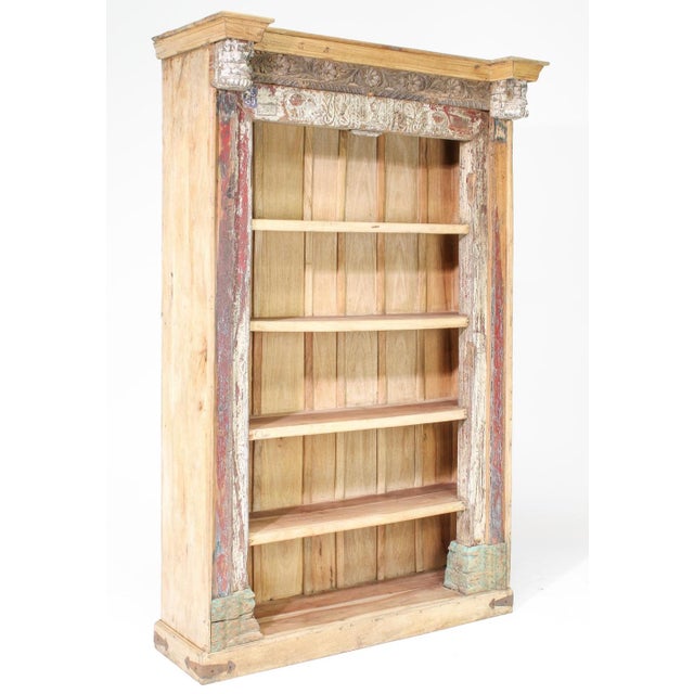 Reclaimed Wood Indian Architecture Bookcase | Chairish