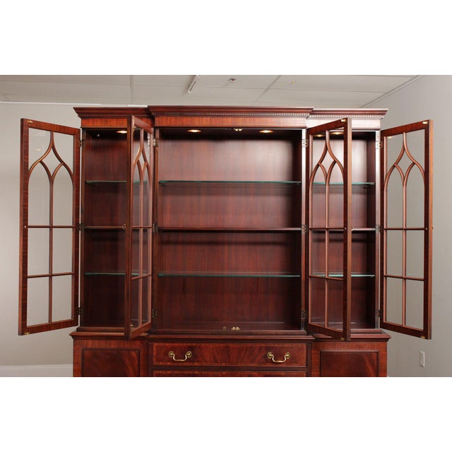 Henkel Harris Georgian Style Mahogany Breakfront Bookcase | Chairish
