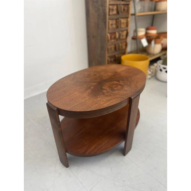 1930s Vintage Two Tier Accent Table With Book Matching Burl Accent ...