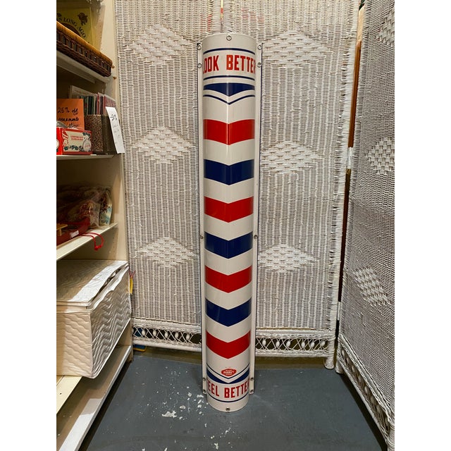 Vintage William Marvy Company Enameled Barber Sign | Chairish