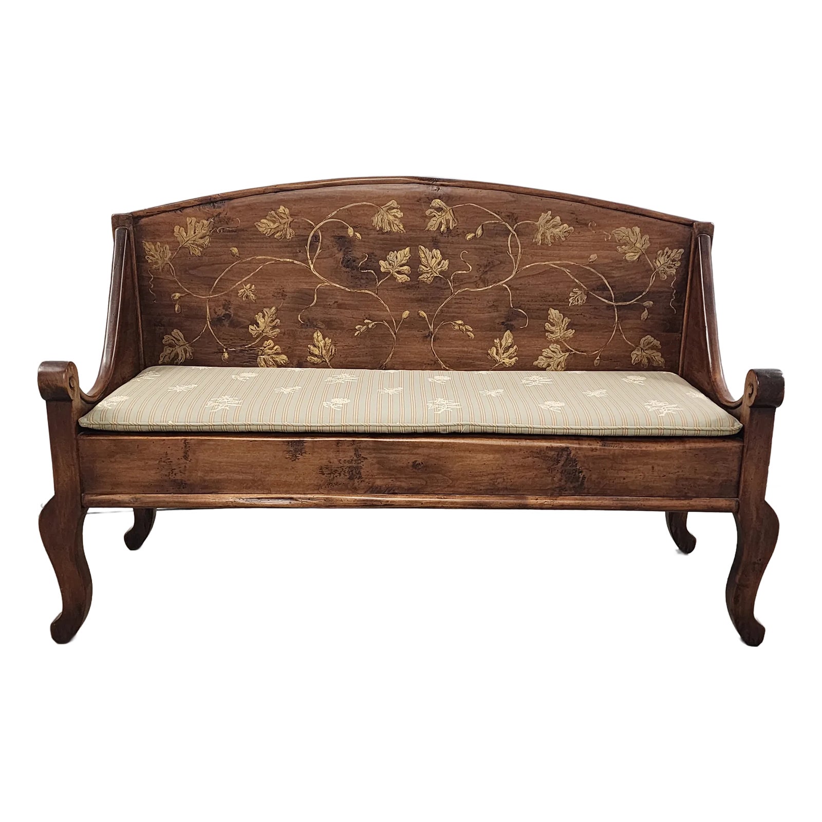 Farmhouse Collection Hand Painted Pew Style Wooden Bench | Chairish