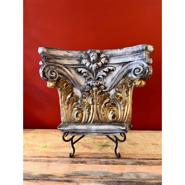 Neoclassical Plaster Corinthian Capital Wall Relief on the Metal Base ...