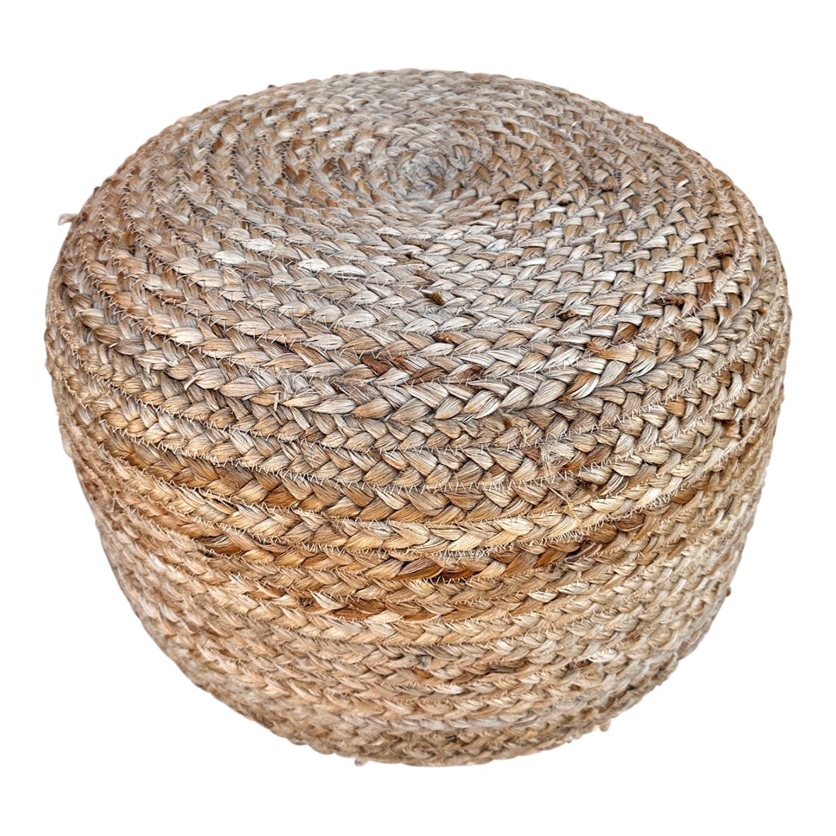 Natural Braided Jute Ottoman/Poof | Chairish