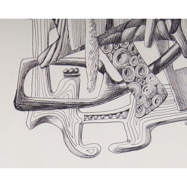 1957 Abstract Ink Drawing Signed by Gilbert Hancox | Chairish