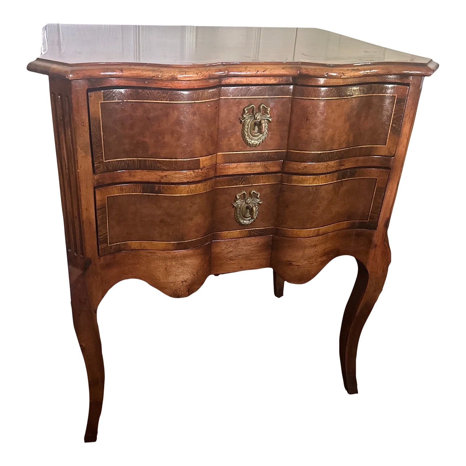 John Richard Burl Wood 2 Drawer Night Stand- Late 20th Century | Chairish
