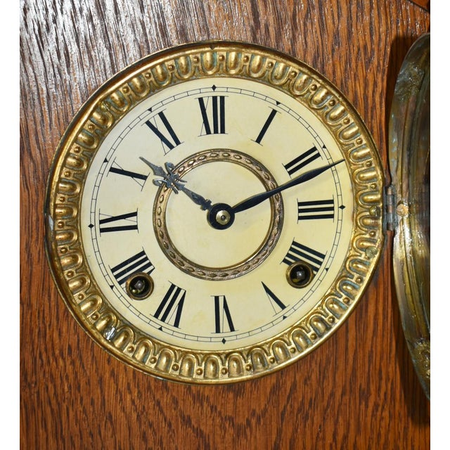 Antique Oak Victorian Style Carved Mantel Clock W/Pendulum | Chairish