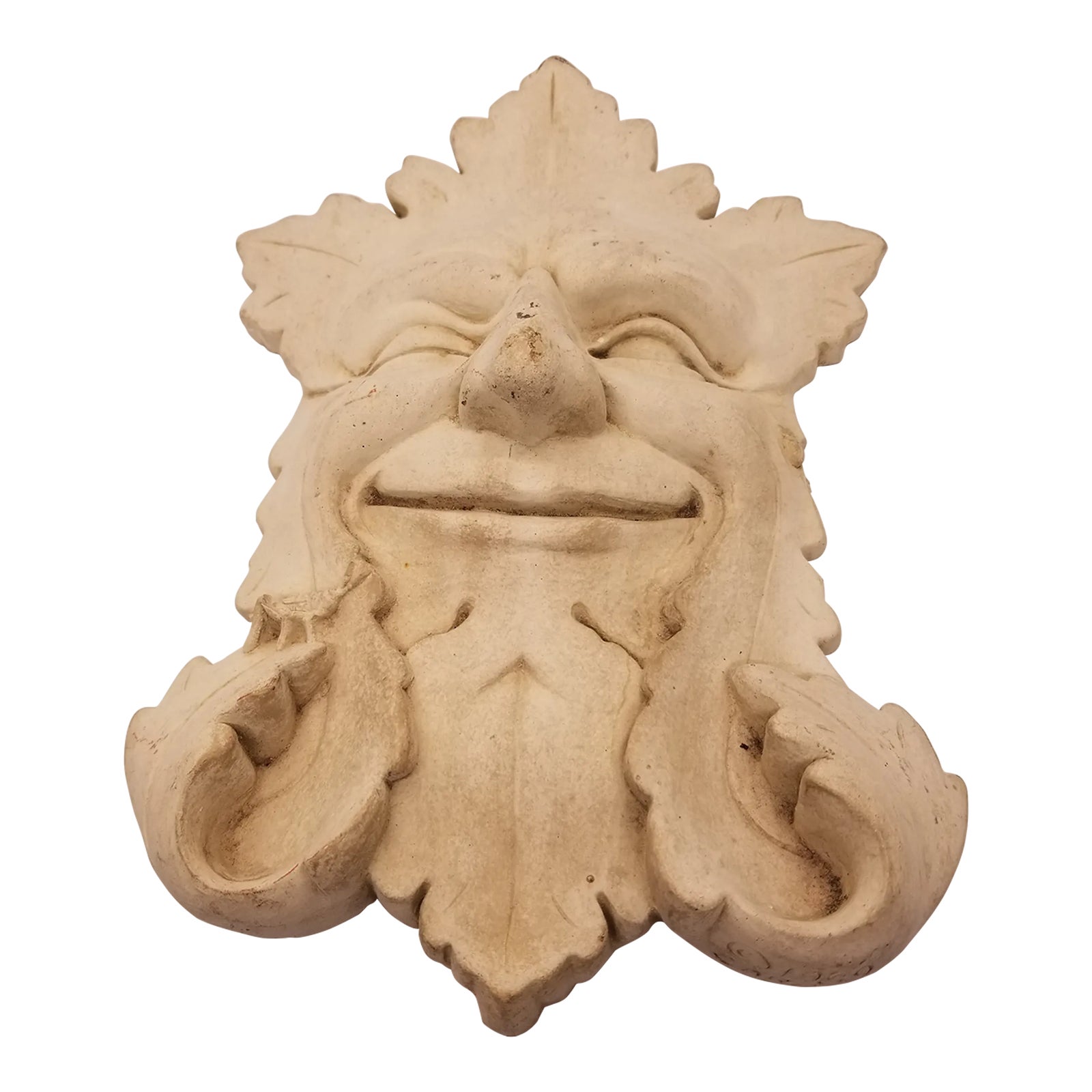 Vintage Small Green Man Garden Plaque | Chairish