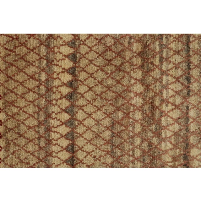Vintage Gabbeh Tribal Rug in Beige-Brown With Red Lattice Pattern ...