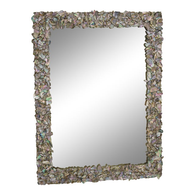Large Tony Duquette Style Abalone Framed Mirror | Chairish