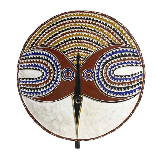Lg African Baule Tribe Moon Mask 33.75" H by 31" W | Chairish