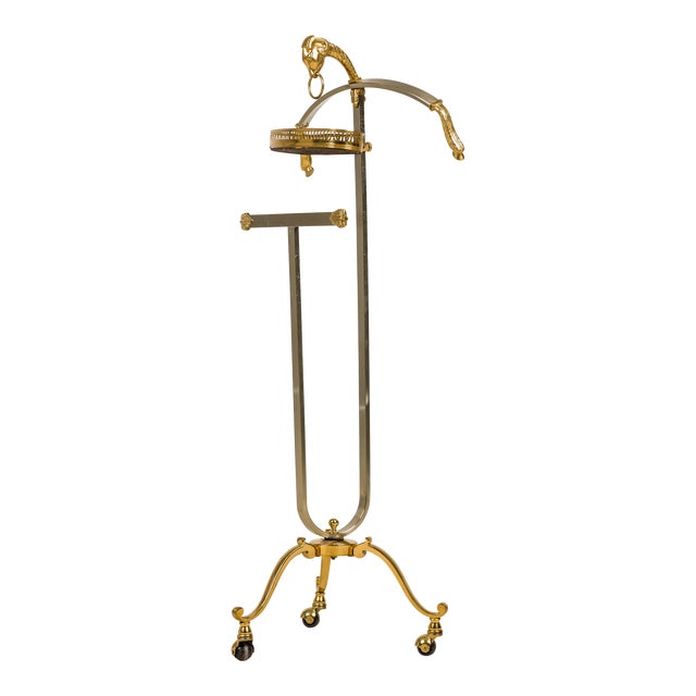 Maison Jansen French Mid-Century Steel and Brass Valet with Ram Head ...