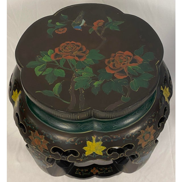 Pair of Chinese Hand Carved and Hand Painted Side Tables | Chairish
