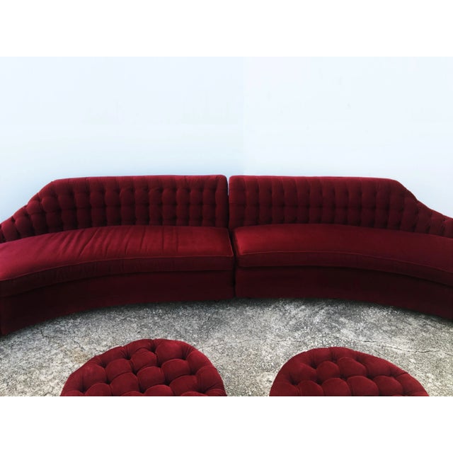 Stunning Hollywood Regency Tufted 2-Piece Curved Sectional Sofa | Chairish