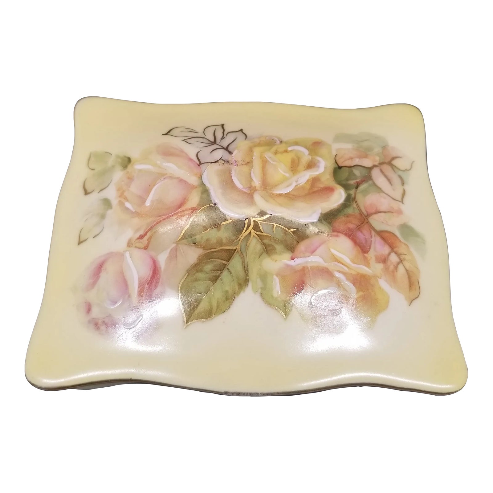 Vintage Limoges-Esque Handpainted Porcelain Trinket Box | Chairish
