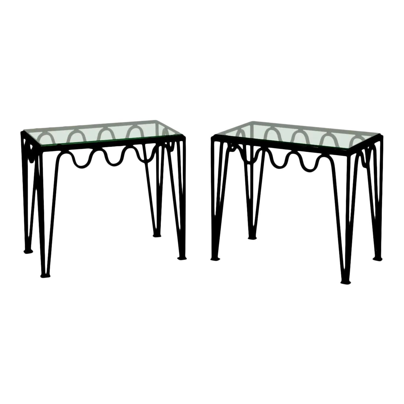 Méandre' Blackened Steel and Glass Side Tables by Design Frères - A ...