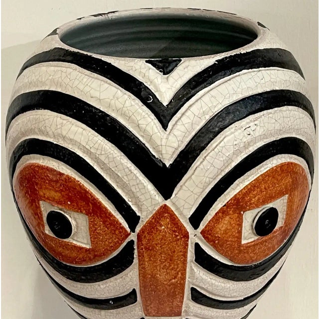 Modern Italian Pottery Mask Motif Vase, by Nd Dolfi | Chairish