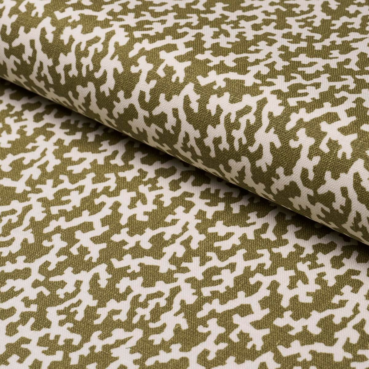 Schumacher x Veere Greeney Folly Fabric In Olive | Chairish