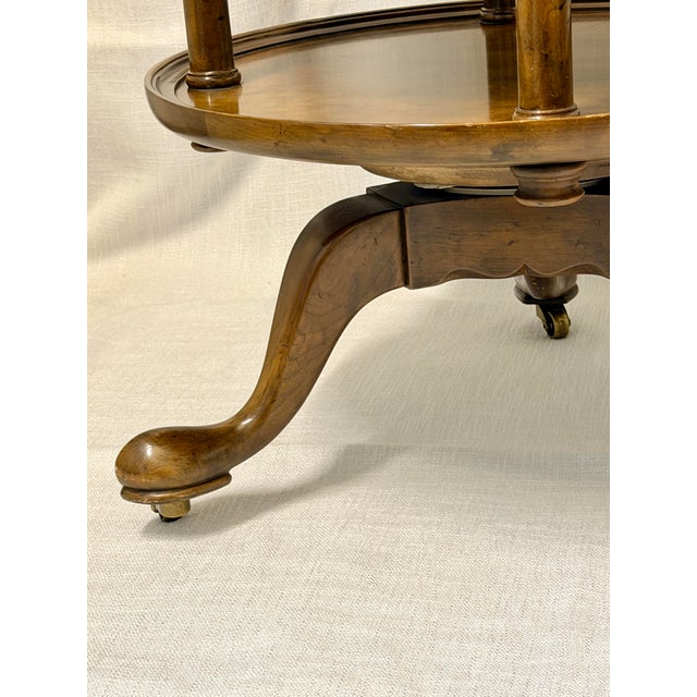 Late 20th Century Baker Furniture English Style Walnut Three-Tier Round ...