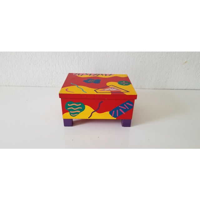 Postmodern Artistic Hand Painted Decorative Box | Chairish