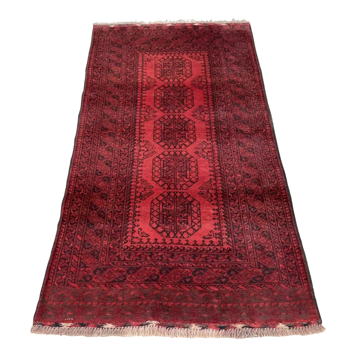 Hand-Knotted Red Tribal Gül Design Wool Rug - 3.2' X 5.9' | Chairish