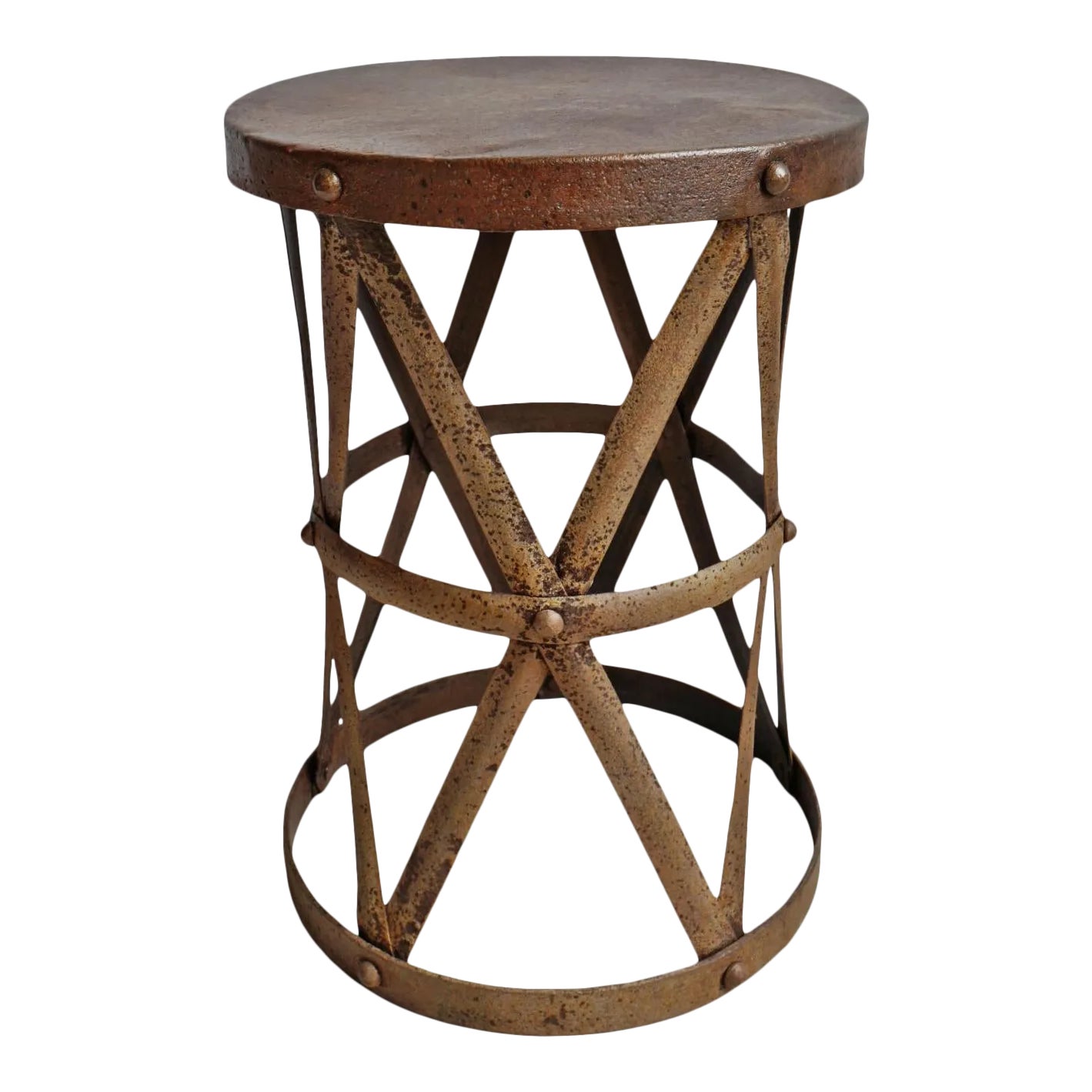 Industrial Iron Strap Side Table | Chairish