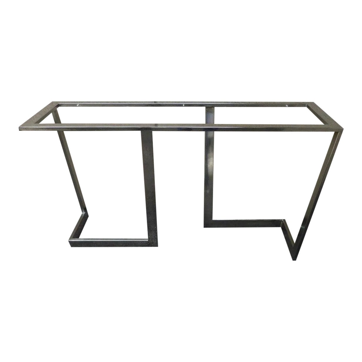 1970s Vintage Architectural Chromed Steel Console | Chairish